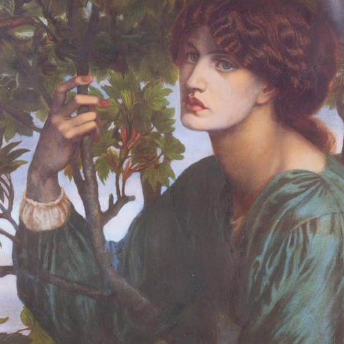 A gilt-framed pre-Raphaelite style print, study of a girl with a book ...