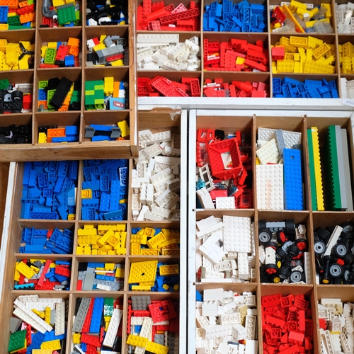 3 storage crates containing a large variety of LEGO bricks