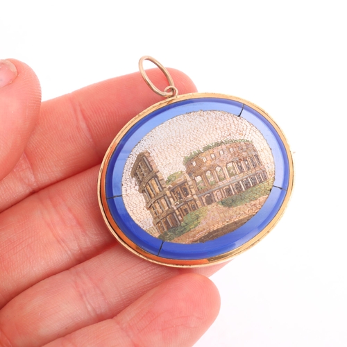 A 19th century Grand tour Italian micro-mosaic 'Roman Colosseum' panel ...