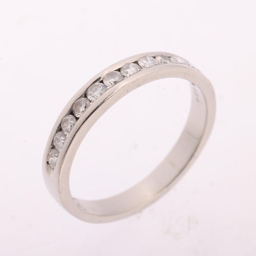 A palladium diamond half eternity ring, channel set with modern round ...
