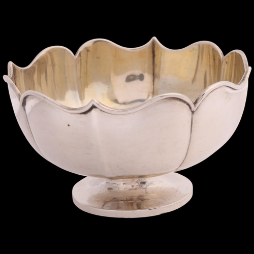 A Chinese export silver pedestal bowl, Zeewo, circular lotus form, with ...