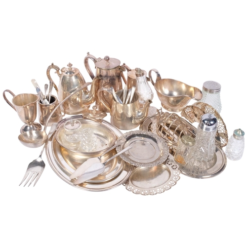 A quantity of silver plated ware, including hotel plate, toast rack ...