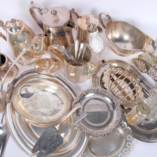 A quantity of silver plated ware, including hotel plate, toast rack ...
