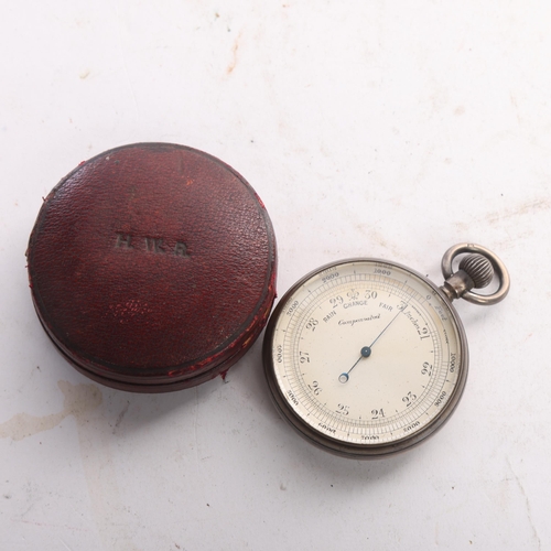 A silver-cased pocket barometer, hallmarks London 1905, diameter 5cm ...