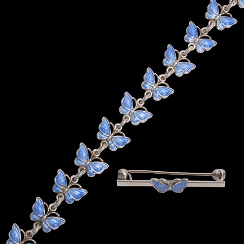 VOLMER BAHNER - a Danish modernist sterling silver blue enamel ...