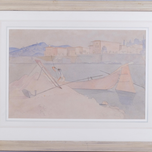 Ann Newland, near Florence, watercolour, circa 1930, 34cm x 50cm, framed