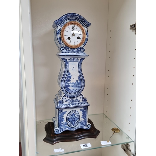 Late 19thC Blue & White Dutch Delft clock with barrel movement mounted ...