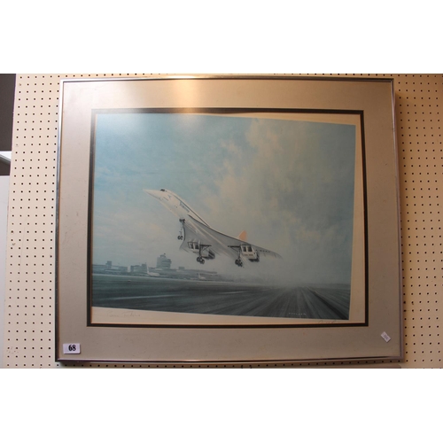 Framed Coulson Print of Concorde signed by Gerald Coulson and legendary ...