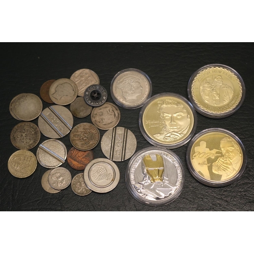 Collection of assorted Coins and medallions inc. Michael Jackson, James ...
