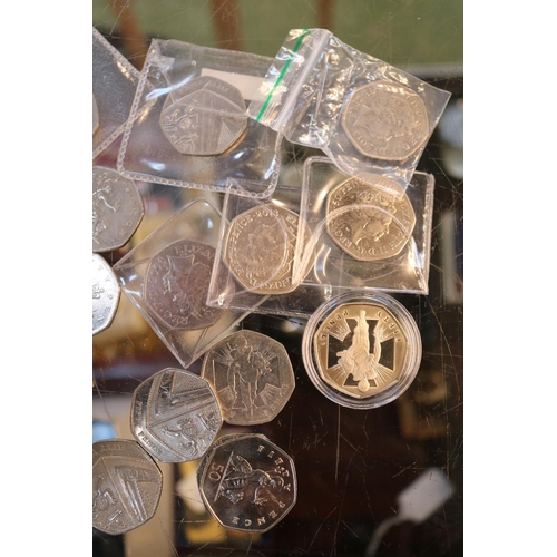 Collection of assorted 50p coins to include VC Proof