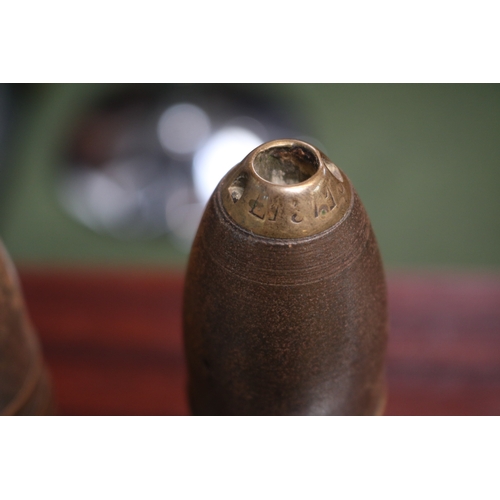 14 - Pair of WW1 Artillery shells stamped to base PDPs 376 9 17 17cm in ...
