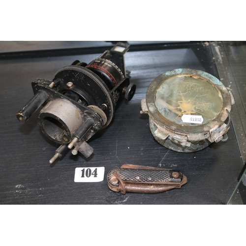 104 - WWI Trench Knife and 2 Vintage Aircraft Compasses