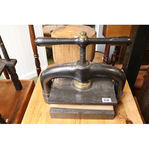 350 - Large Cast Iron Book press with brass fittings
