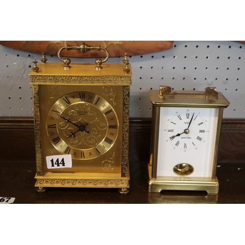Estyma Quartz Brass mantel clock and a Acctim Quartz clock