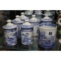Collection of 6 Spode Italian Room Spice jars and a Spode Italian Beaker
