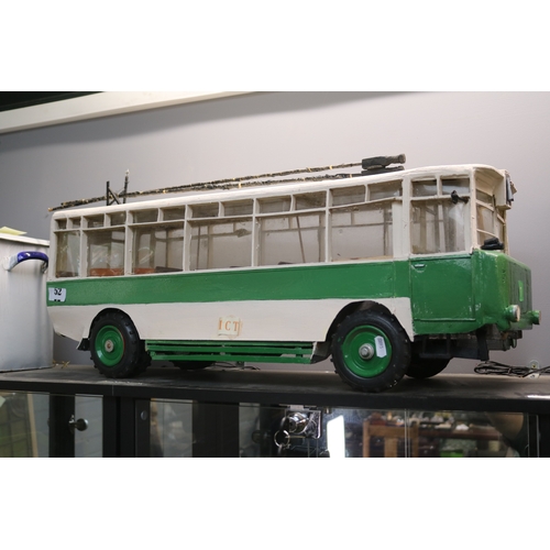 64 - Large Scratch Built model of a Green and white bus/Tram with ...