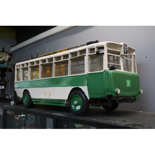 64 - Large Scratch Built model of a Green and white bus/Tram with ...