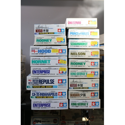 Collection of Tamiya Waterline Series 1/700 Scale model Ships and ...