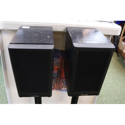 217 - Cyrus & a Mission floor speaker on metal spike stands