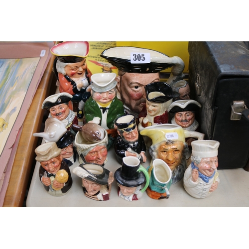305 - Collection of assorted Character Jugs and Toby Jugs to include ...