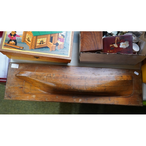 325 - Antique wooden Half Ship Builders model 74cm in Length