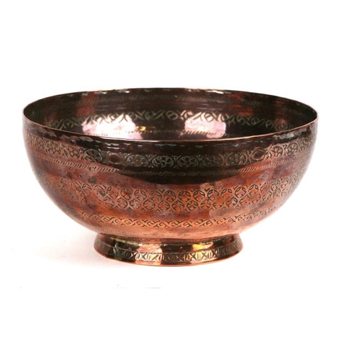 A Persian copper footed bowl, 22cms (8.75ins) diameter.