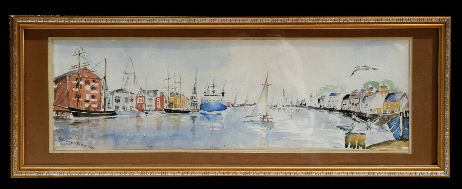 Sandy Gore (modern British) - Harbour Scene - signed and dated '80 ...