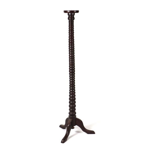 A large oak pricket candle stand / torchere with bobbin turned column ...