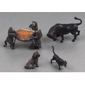 A cold painted lead group depicting cats playing cards around a table ...