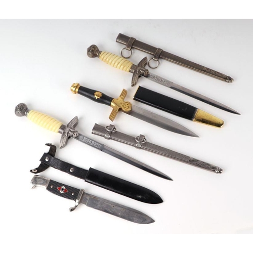 Four replica Nazi dress daggers including Luftwaffe. The Hitler Youth ...