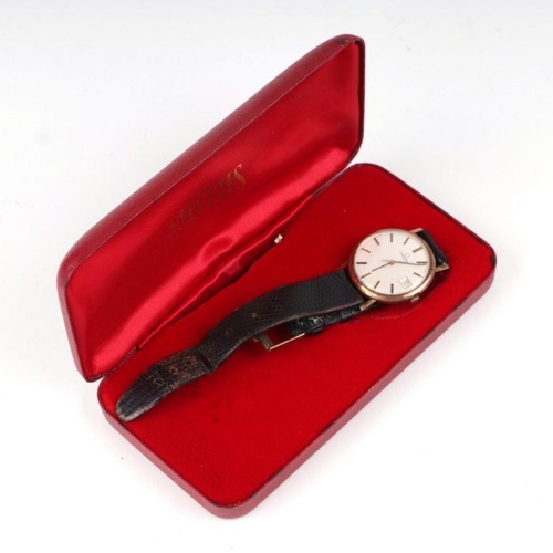 An Omega 9ct gold gentleman's wristwatch, the white dial with baton ...