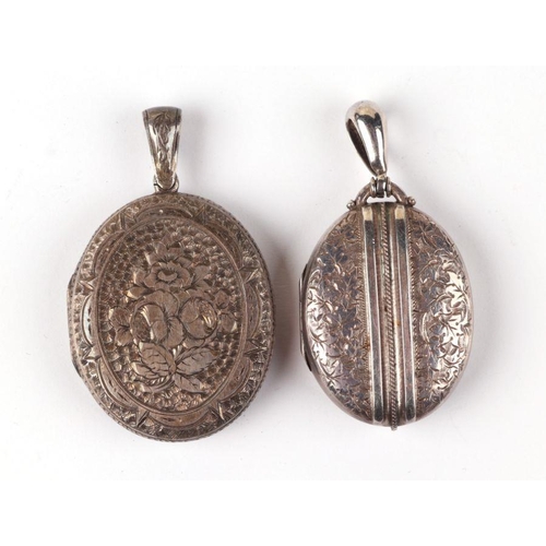 Two Victorian un-hallmarked silver lockets.