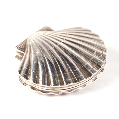 A novelty silver scallop shell form box, London 1950 and makers mark ...