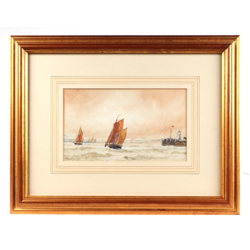 T Mortimer (fl. 1900) - Harbour Scene with Central Fishing Boat ...