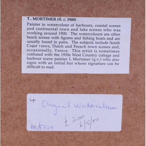 T Mortimer (fl. 1900) - Harbour Scene with Central Fishing Boat ...