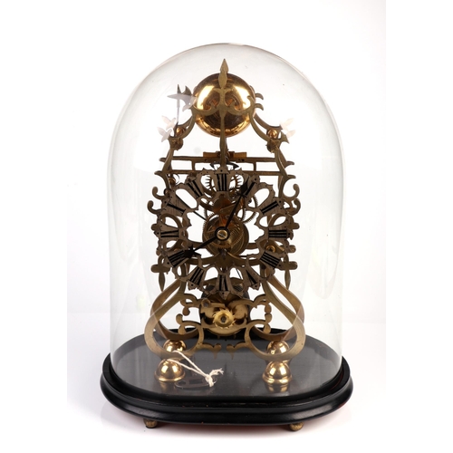 An ornately pierced skeleton clock with chain fusee movement, striking ...