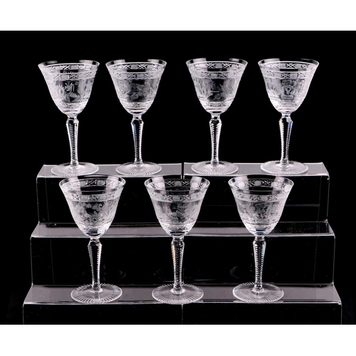 A set of six Meissen cut glass tumblers; together with seven matching ...