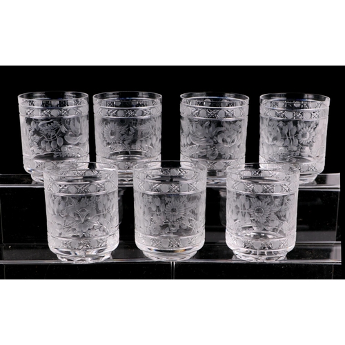 A set of six Meissen cut glass tumblers; together with seven matching ...