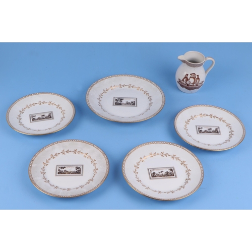 A Richard Ginori De Doccia four-person tea set decorated with classical ...