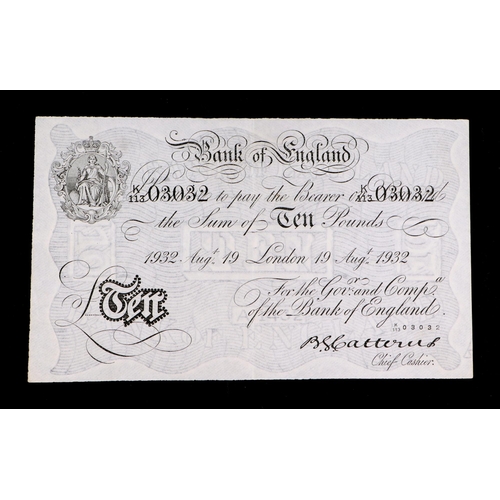 A 1932 Operation Bernhard Fake £10 note, Chief Cashier Catterns.