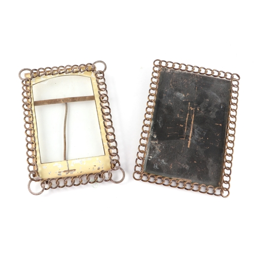 Two brass chain link picture / photo frames, each approx. 13 by 19cm (2)