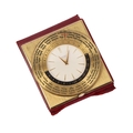 A rare Hermes World Time travel clock in red leather case, 5.5cms by ...