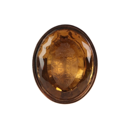 A large 19th century yellow metal (tests as gold) fob seal, the Citrine ...