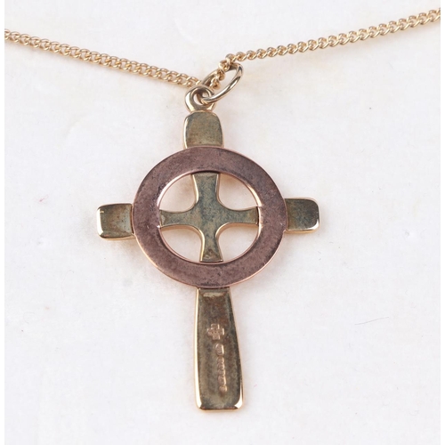A 9ct gold Clogau Celtic cross pendant on a fine chain, in original box ...