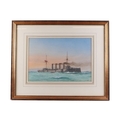W Fred Mitchell - A Devonshire Class Cruiser at Sea - watercolour ...