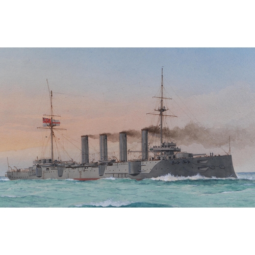 W Fred Mitchell - A Devonshire Class Cruiser at Sea - watercolour ...