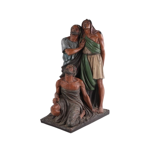 A late 19th century cold painted copper electrotype figural group. 42cm ...