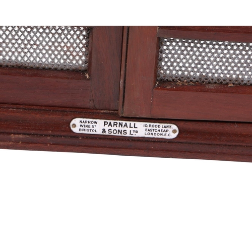 An Edwardian mahogany table top shop display cabinet, bears enamel ...