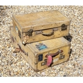 A 1930s rawhide and vellum suitcase, 61cms wide; and a Watajoy Wardrobe ...