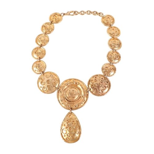 A vintage gold tone necklace designed by Edouard Rambaud, Paris.